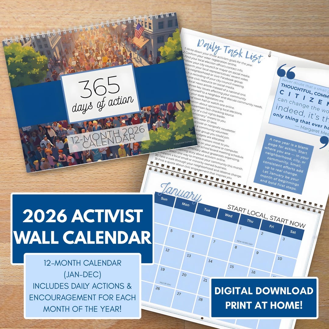 Political Activism 2026 Wall Calendar | 365 Days of Action (8.5x11 PDF ...