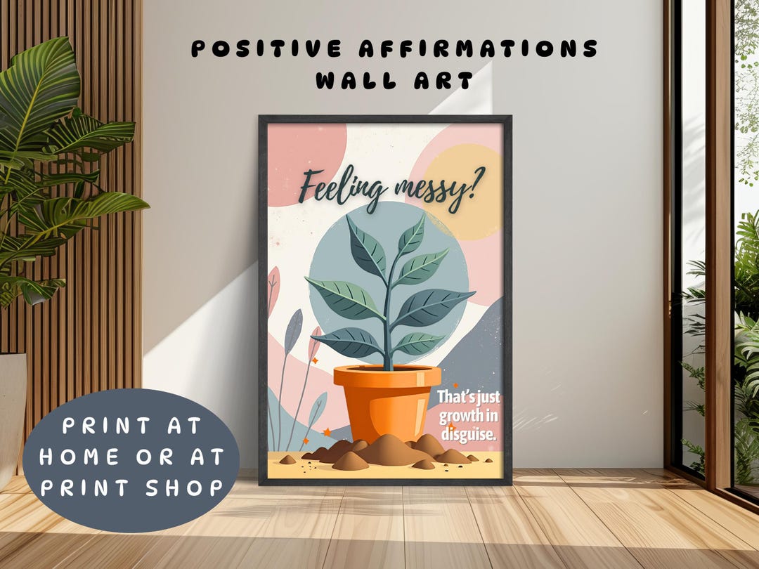 Growth Mindset Wall Art | Feeling Messy Counselor Affirmation Poster ...