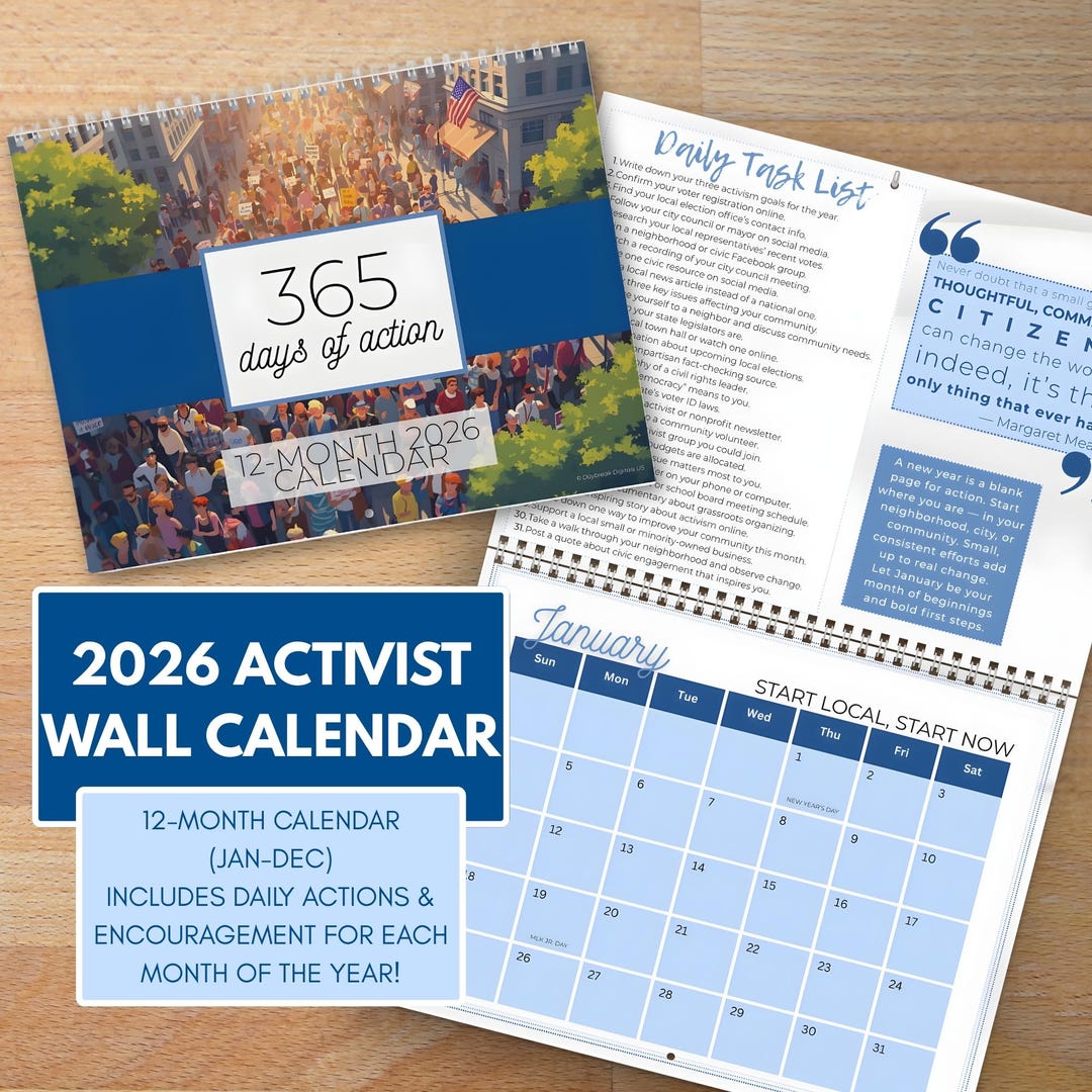 Political Activism 2026 Wall Calendar | 365 Days of Action (glossy or ...