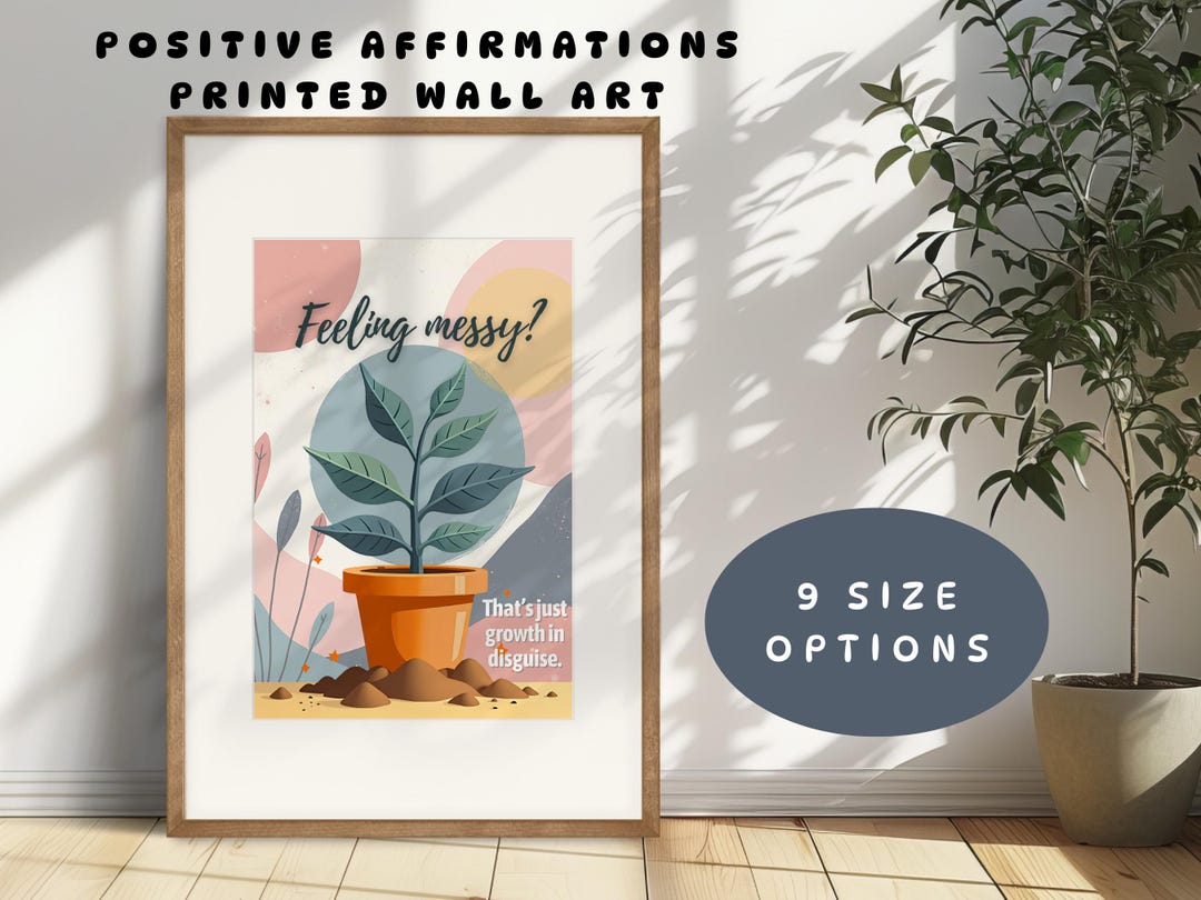 Growth Mindset Wall Art | Counselor Affirmation Poster - Feeling Messy ...