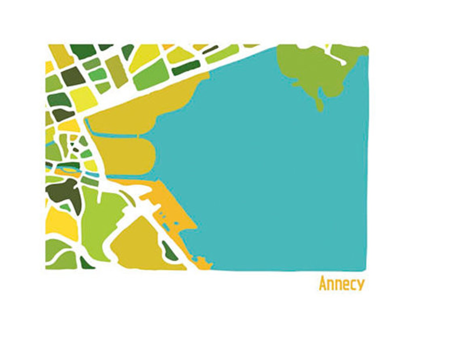 Annecy France Map Original Illustration Print - Etsy