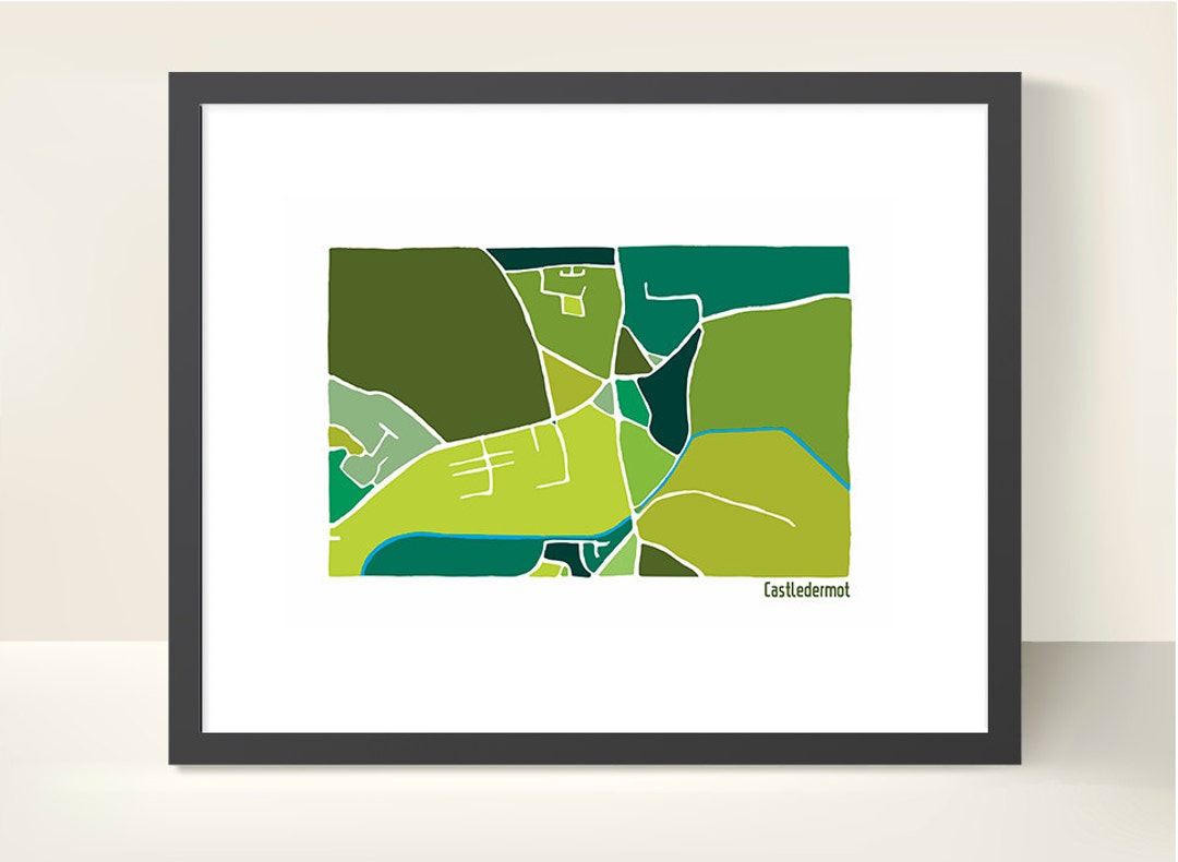 Castledermot Map Illustration Print - Etsy