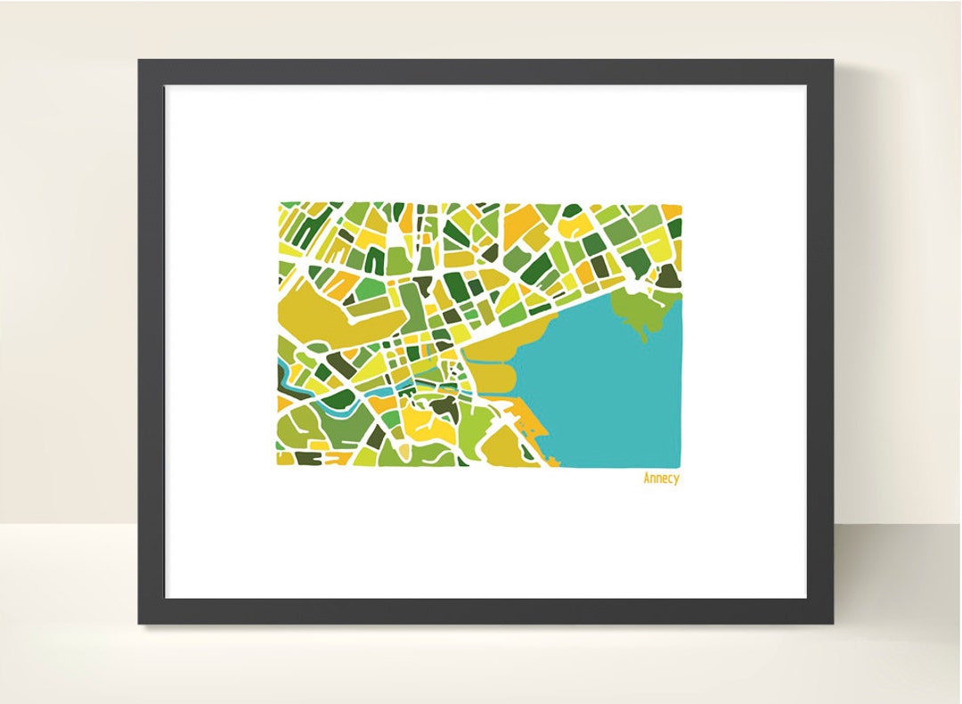 Annecy France Map Original Illustration Print - Etsy