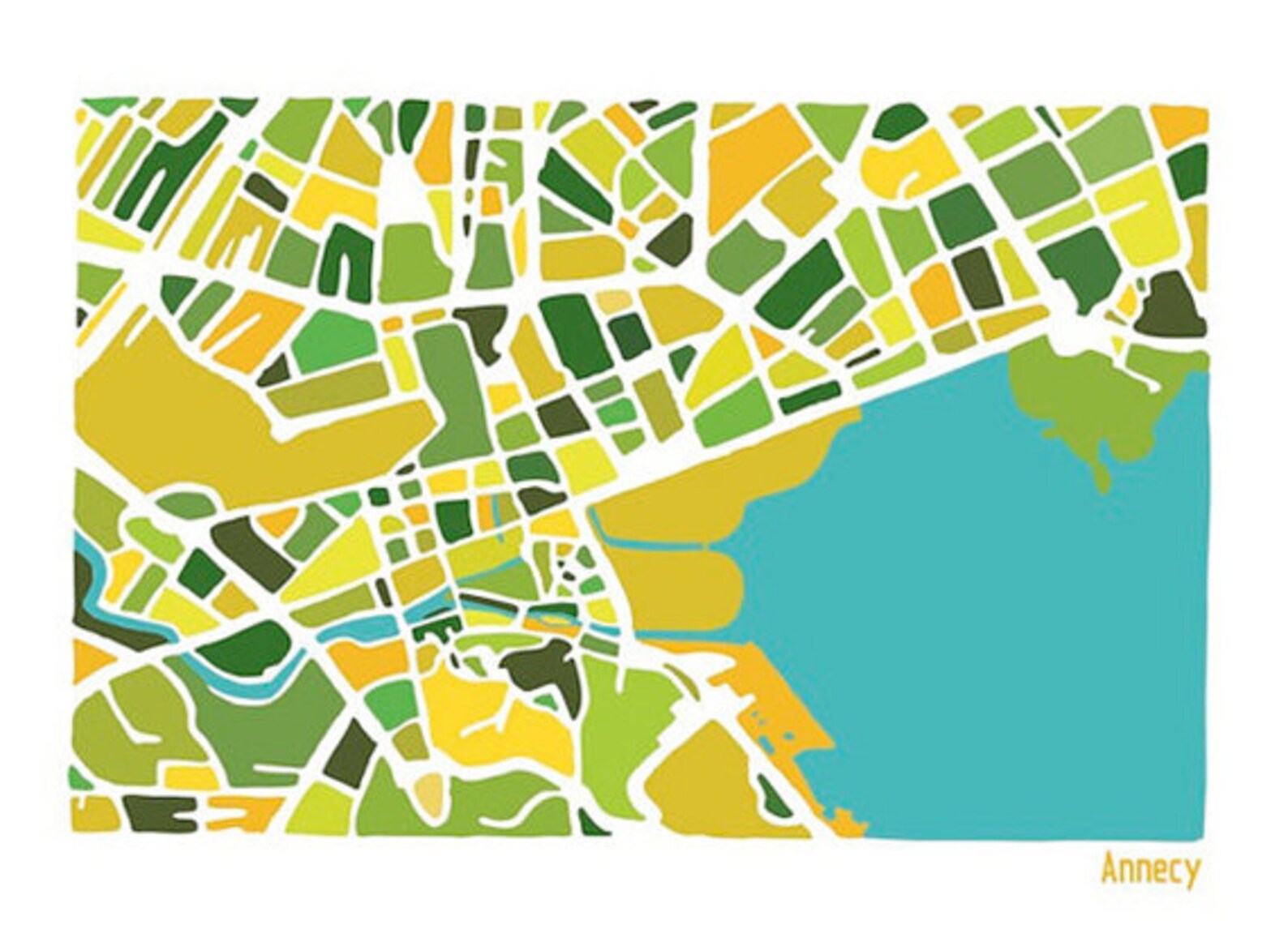 Annecy France Map Original Illustration Print - Etsy