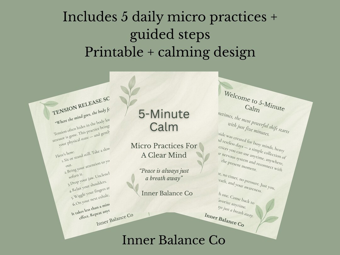 5-minute Calm – Mindfulness Printable for Stress Relief & Mental ...