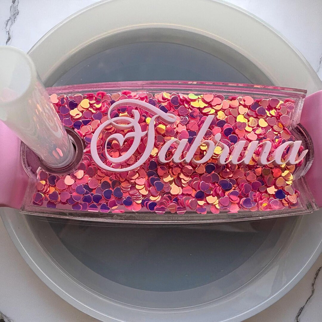 Personalized Stanley Topper With Name Heart Confetti Acrylic Lid ...