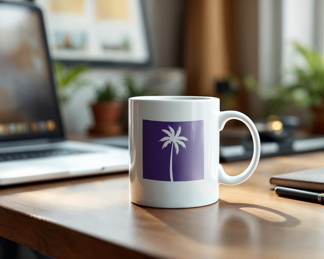 Purple Palm Tree Mug, Colorful Coffee Cup, Family Reunion Favor ...