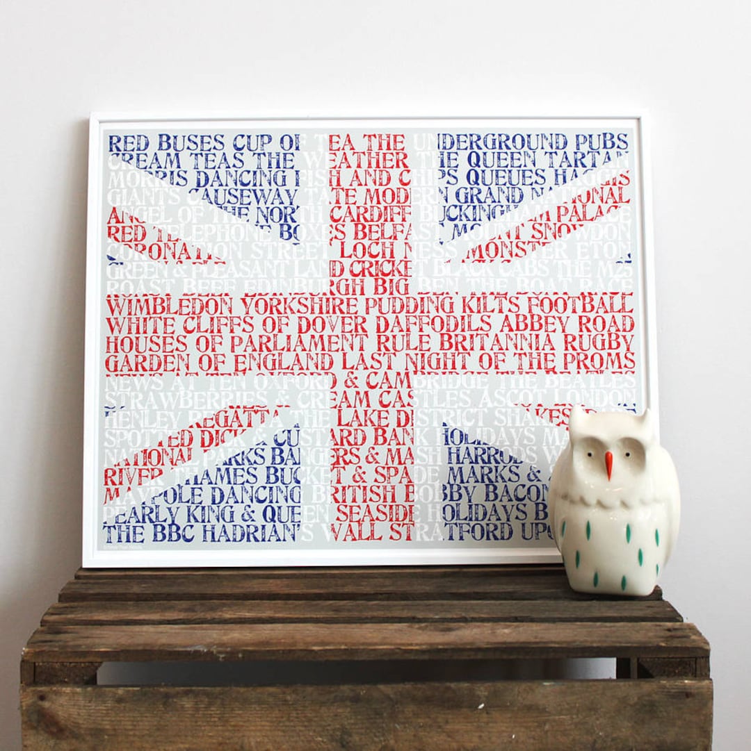 All Things British Typographic Print - British Print, Union Jack ...