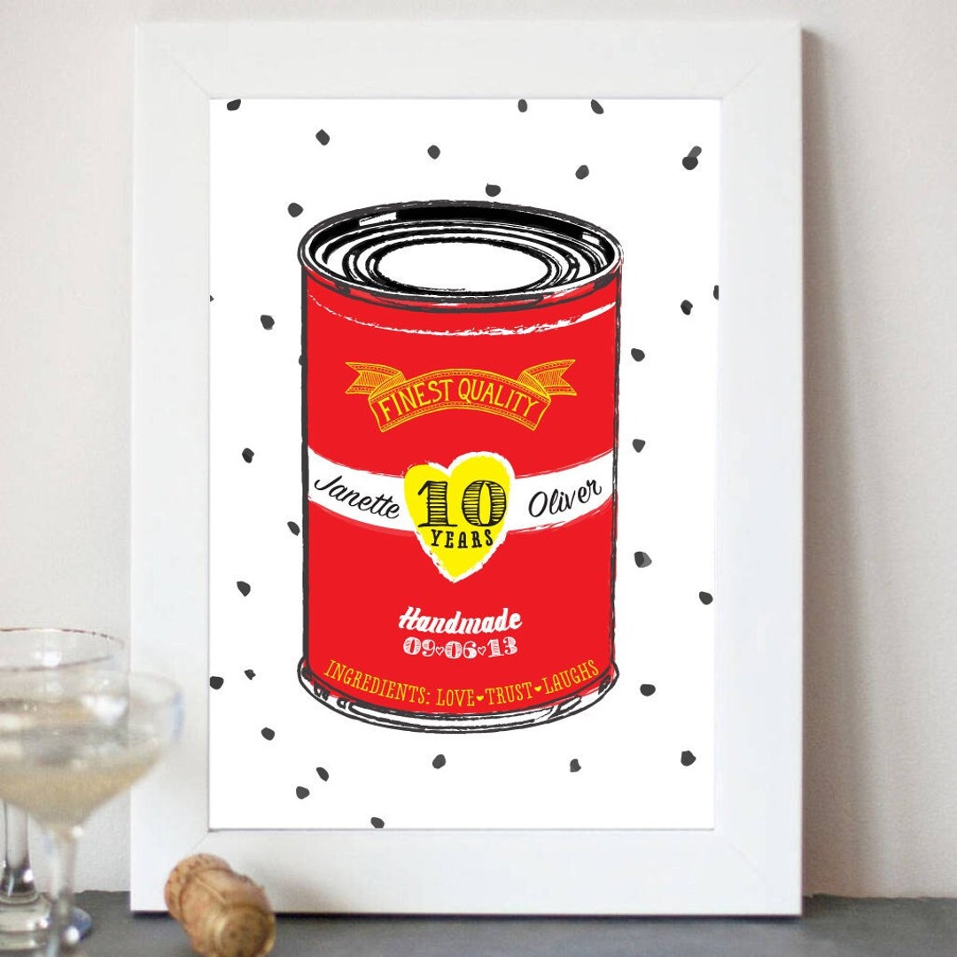 Personalized 10 Years Tin Wedding Print - US Sizes - Etsy