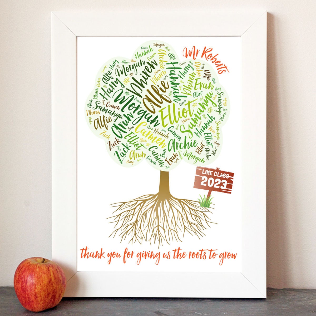 Personalized 'class Tree' End of Term Teacher Thank You Print or ...