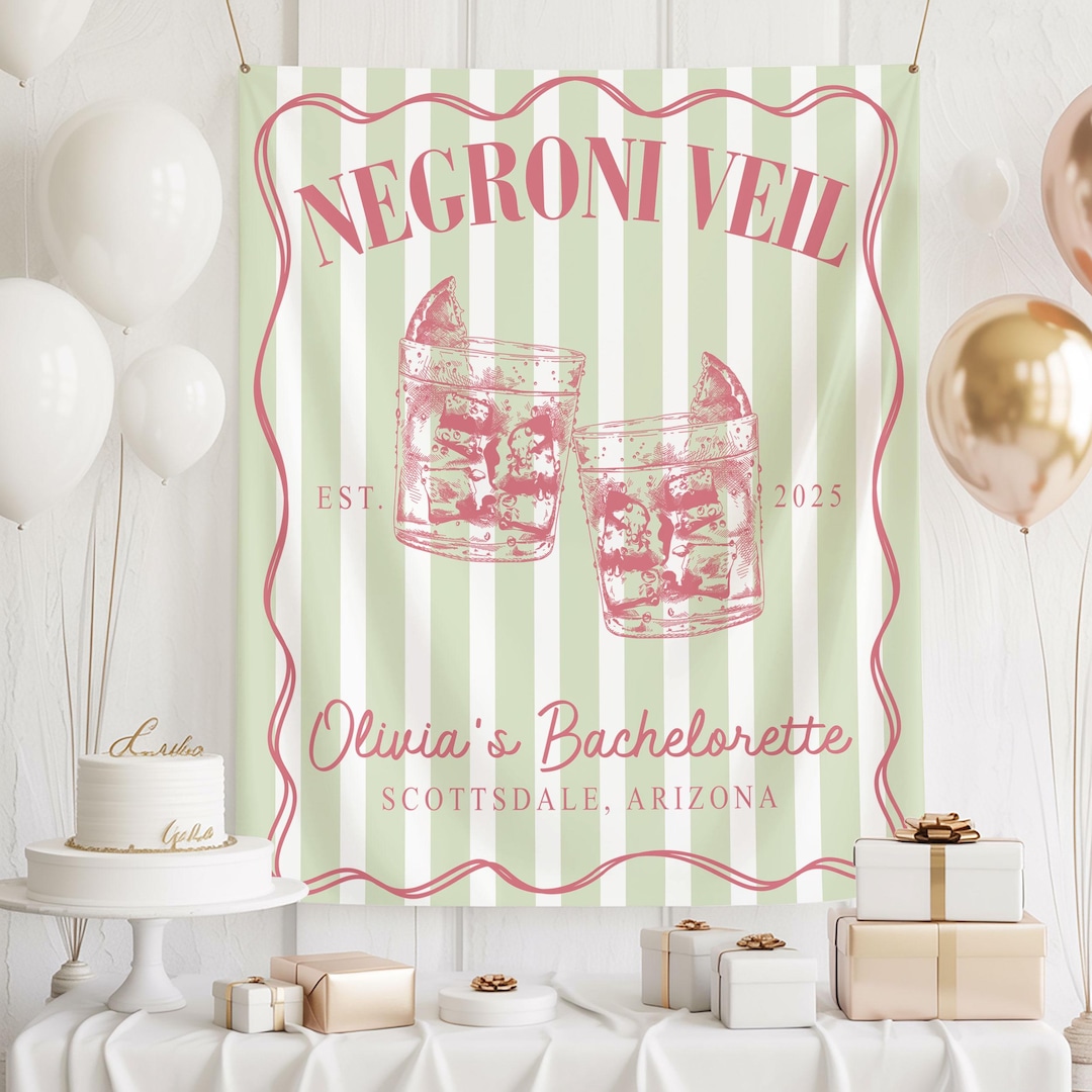 Negroni Veil Bachelorette Banner, Cocktail Lover Party Backdrop ...