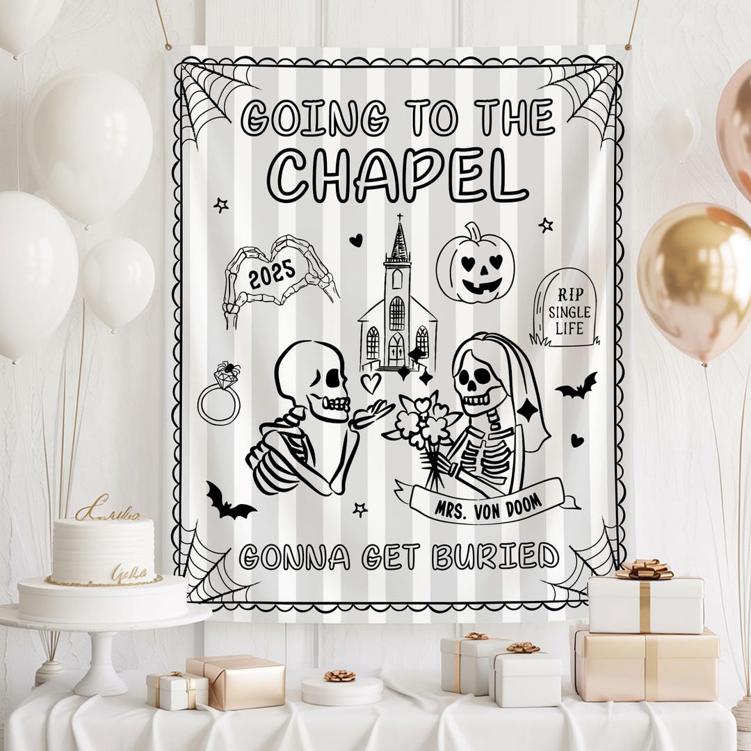 Skeleton Bachelorette Banner, Going to the Chapel Backdrop, Funny ...