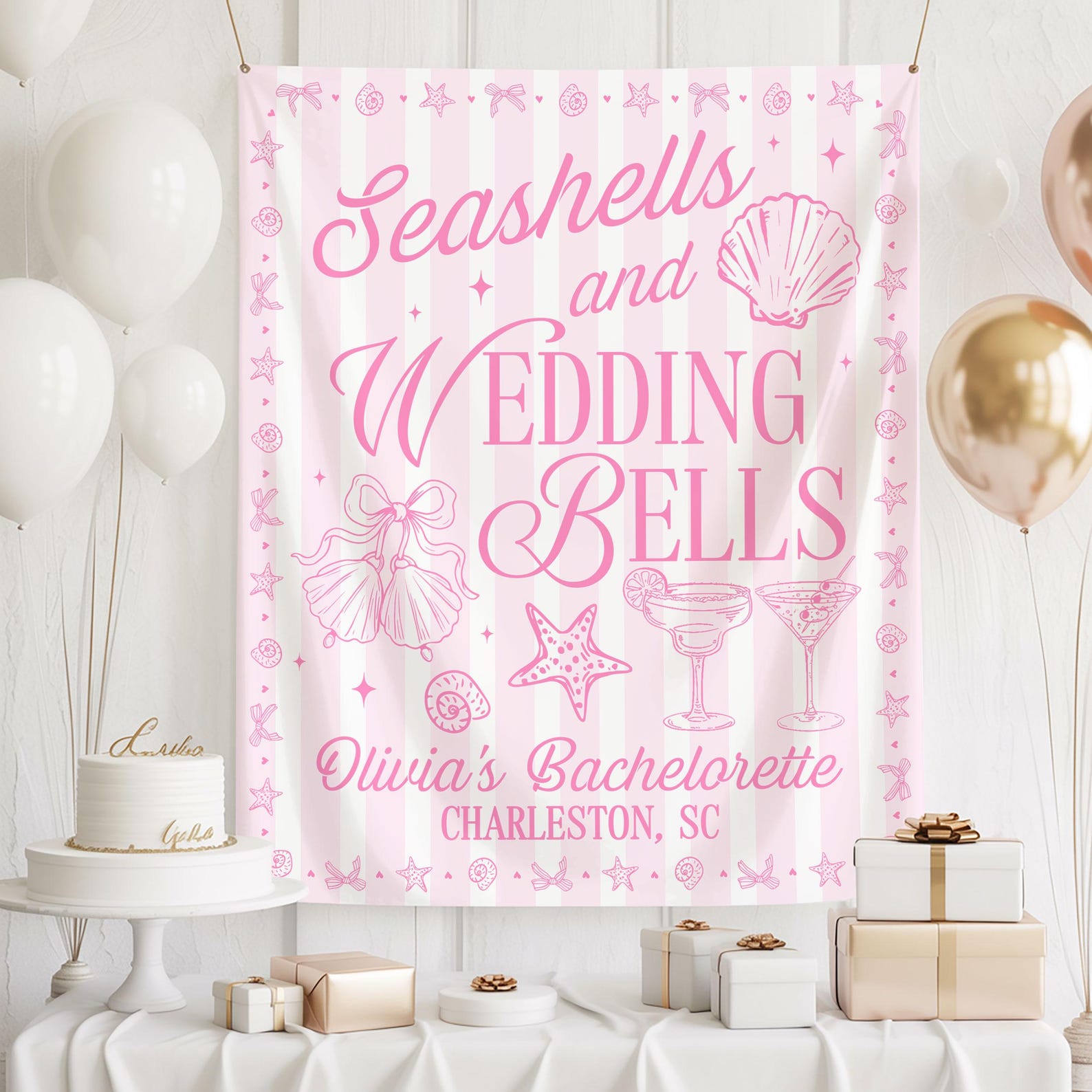 Seashells and Wedding Bells Banner, Wedding Bells Tapestry ...