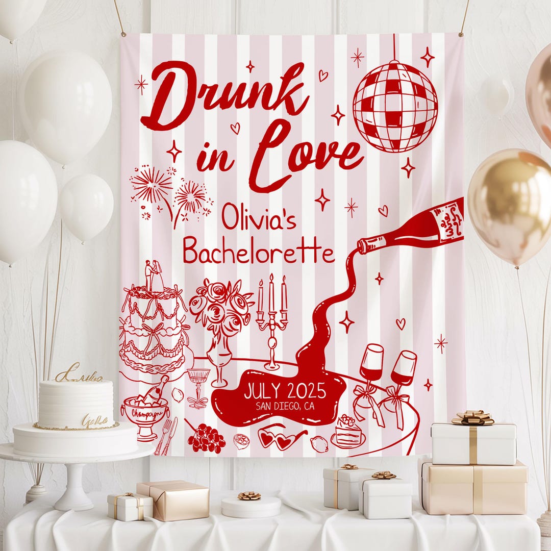 Drunk in Love Bachelorette Banner, Custom Bachelorette Party Decor ...
