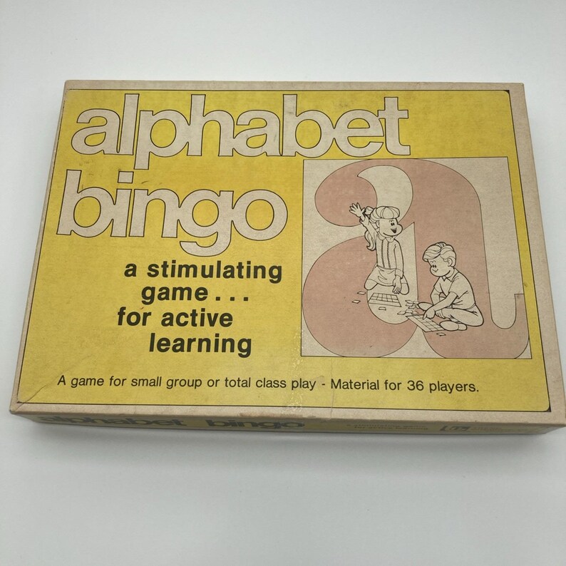 Vintage 70s Alphabet Bingo Small Group 36 Players Classroom Preschool ...