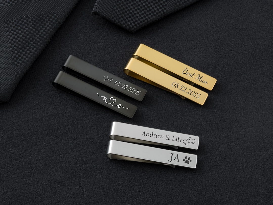 Personalized Engraved Tie Clip | Custom Tie Bar for Men, Groomsmen Gift ...
