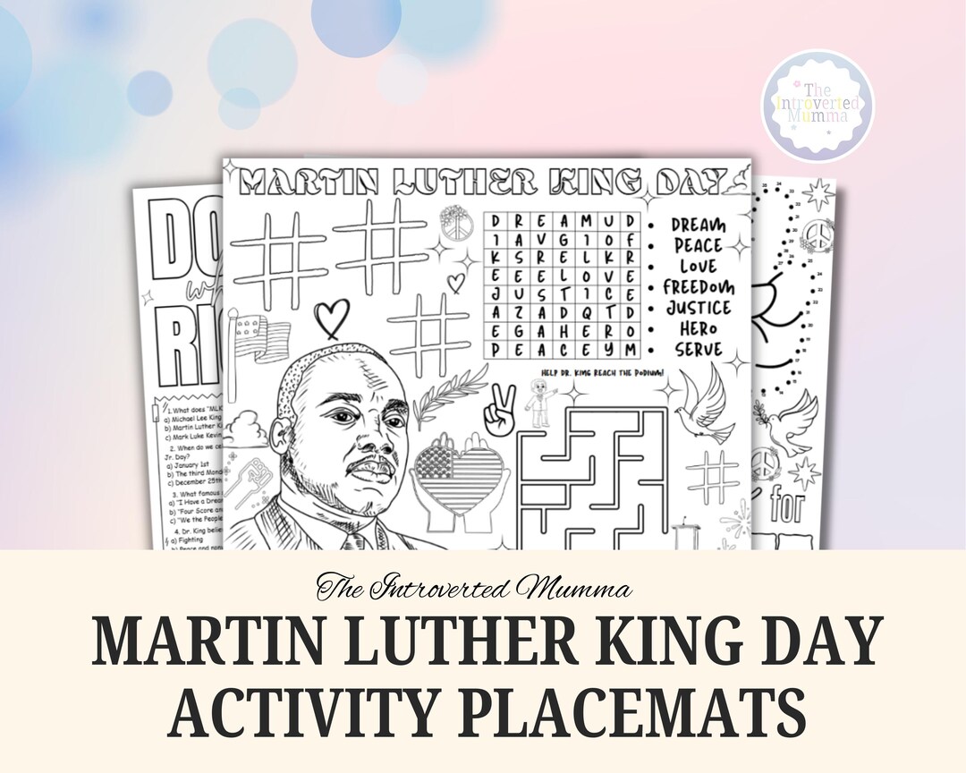 Printable MLK Day Craft and History Worksheet for Kids - Etsy