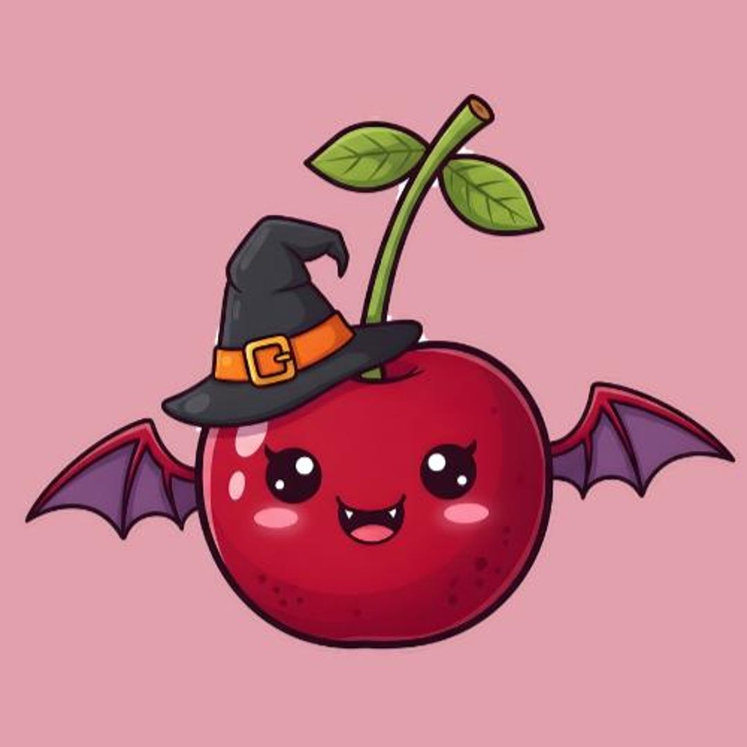 Cute Cherry Bat Clipart: Kawaii Halloween Fruit Design - Etsy