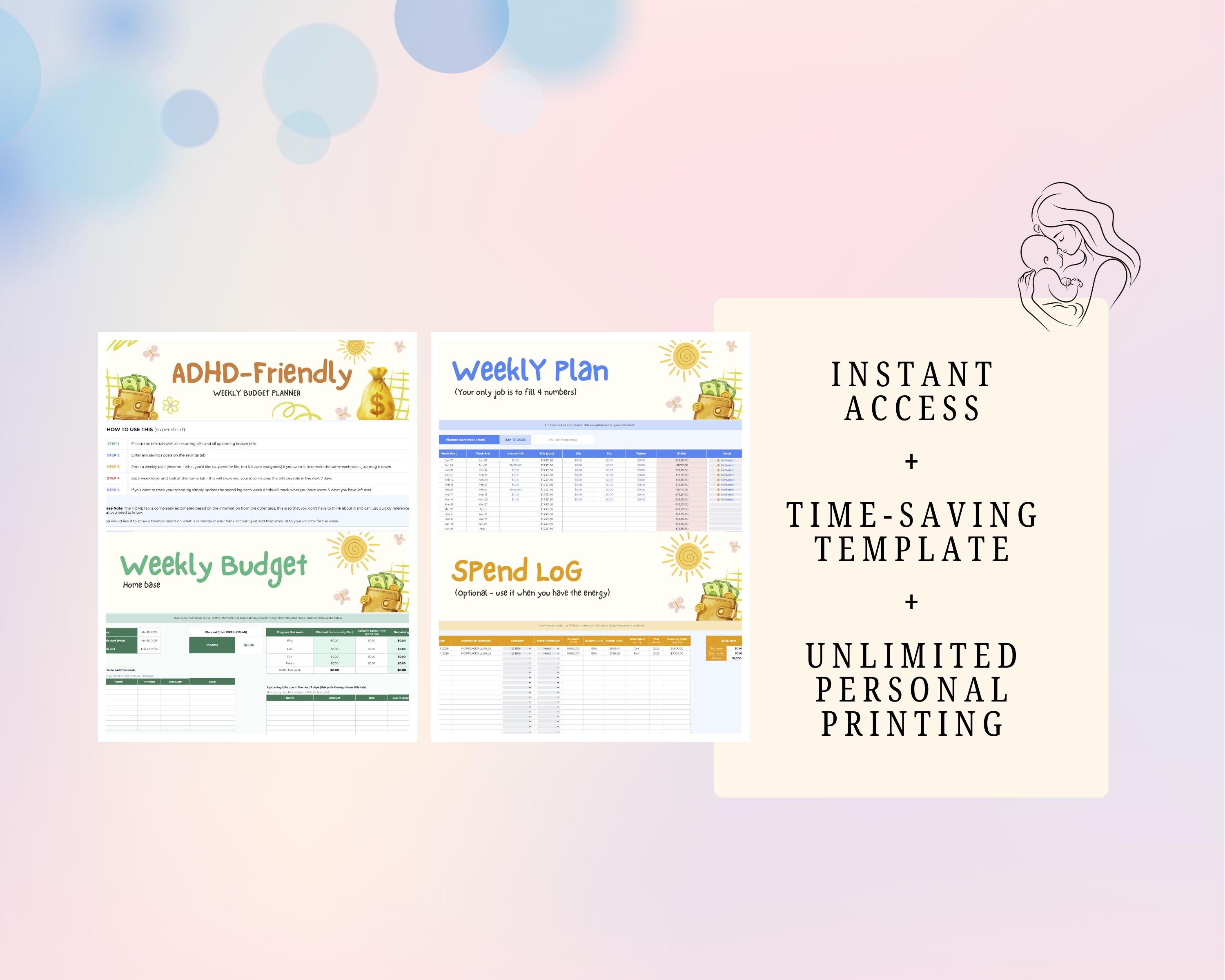 Adhd Weekly Budget Planner – Printable Planner for Better Expense ...
