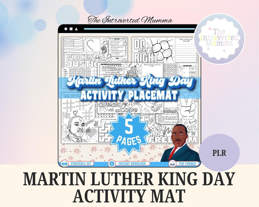 Martin Luther King Jr Activity Mat, Black History Month (educational ...