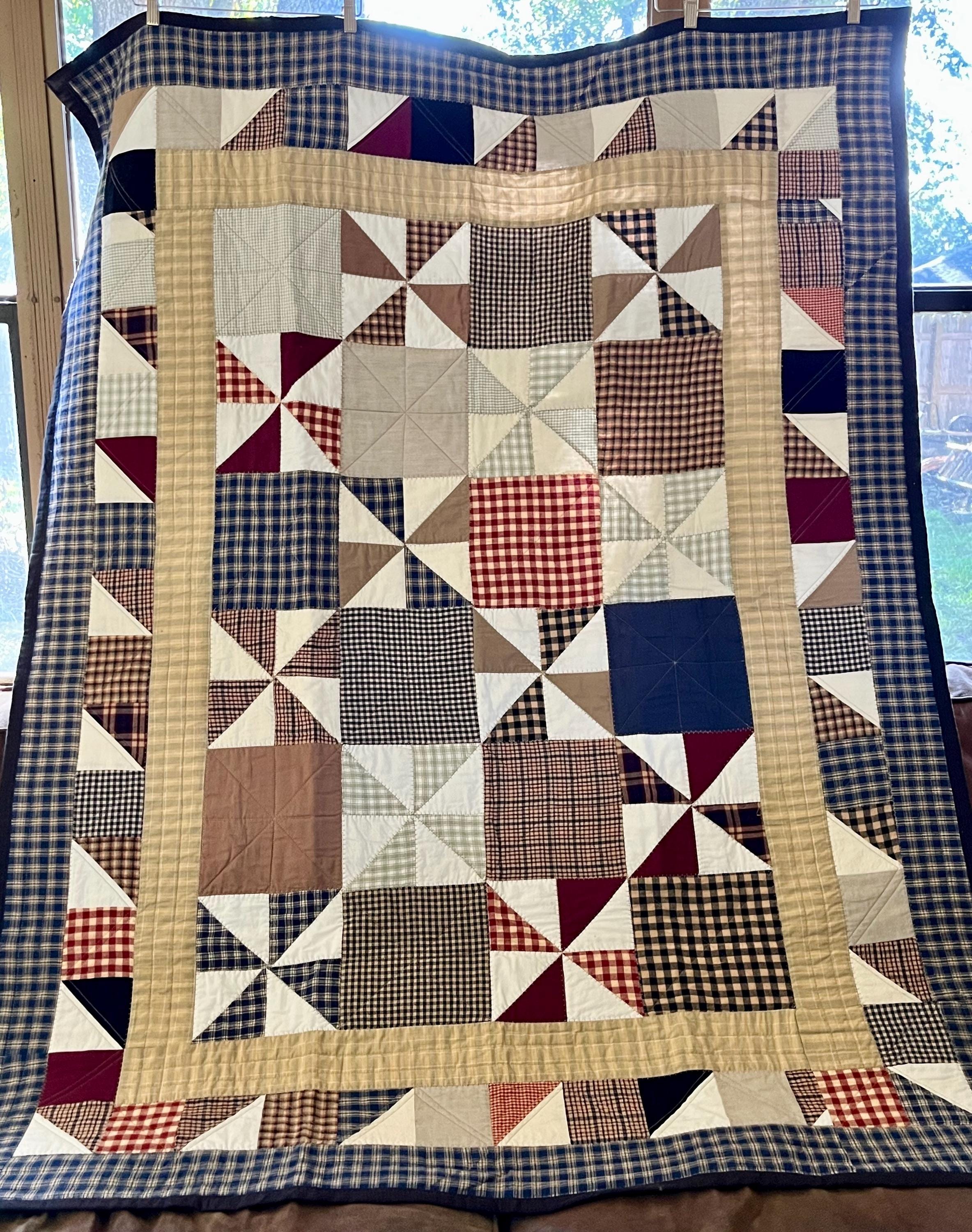 Pinwheel and Block Homespun Plaid Lap Quilt 50x64 - Etsy