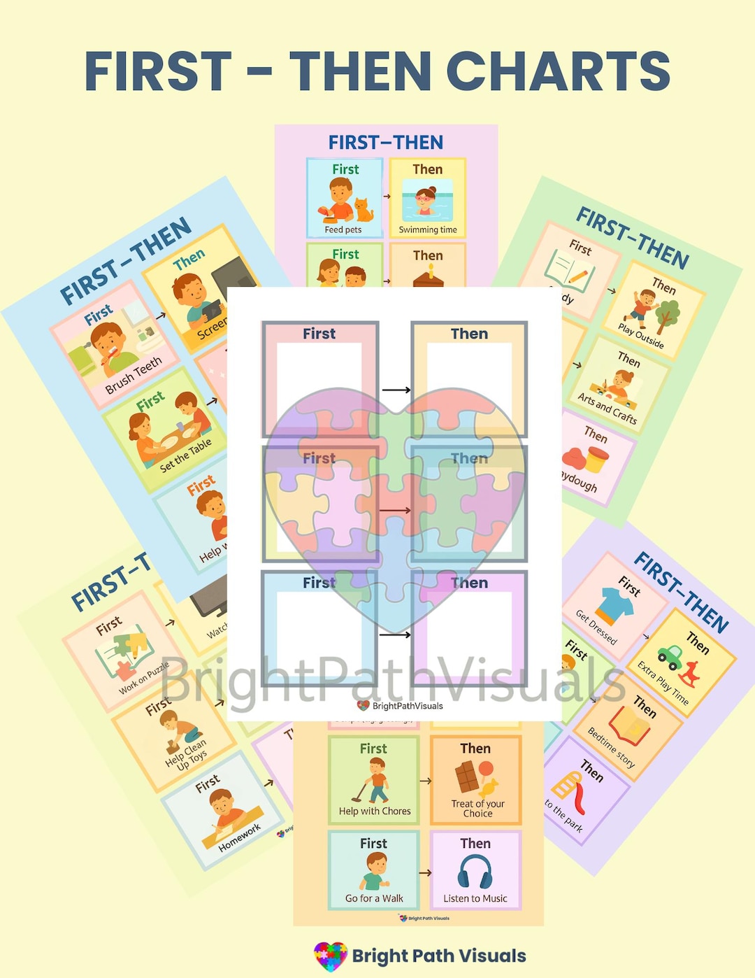 First-then Chart Bundle: Visual Schedule for Autism & ADHD (printable ...