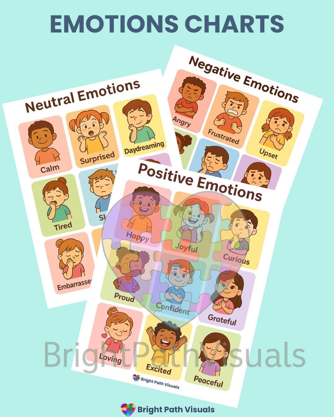 Emotions Visuals Bundle: Feelings Chart & Calming Strategies (digital ...