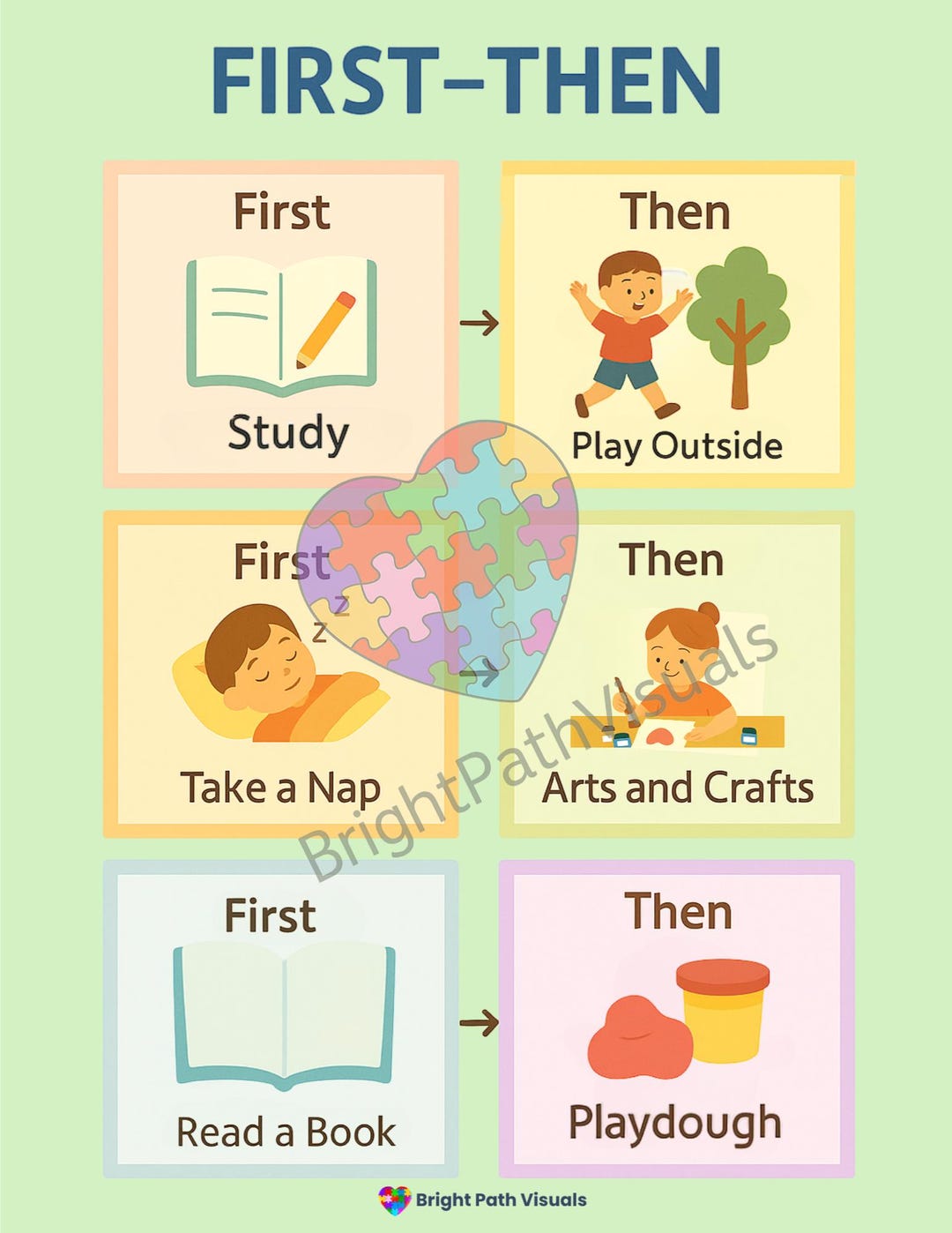 First-then Chart Bundle: Visual Schedule for Autism & ADHD (printable ...