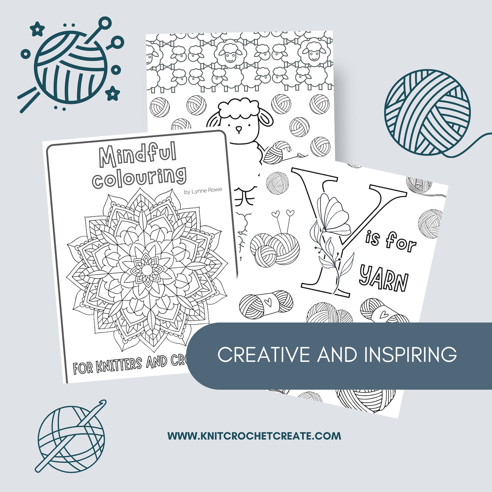Mindful Colouring Pages PDF to Print Knitting and Crochet Themed ...