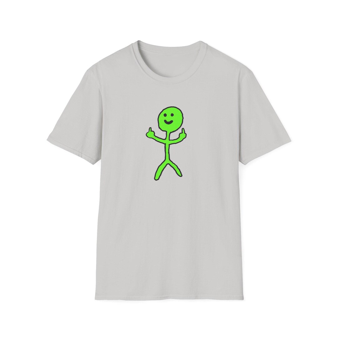 Happy Green Stick Figure Middle Finger Unisex Softstyle T-shirt, Fun ...