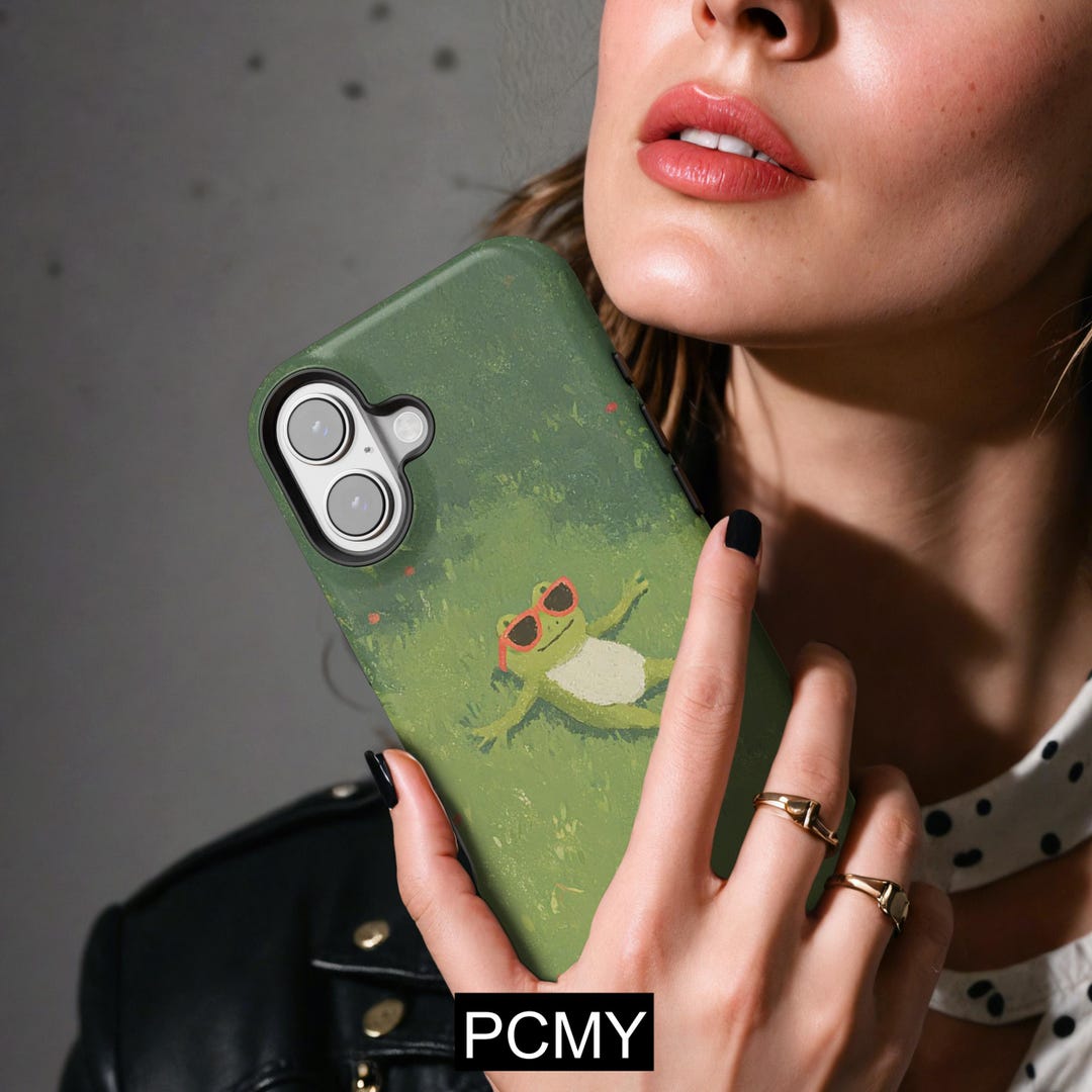 Cute Frog Lying Grass Field Phone Case,iphone 17 16 15 14 13 12 11 X Xs ...