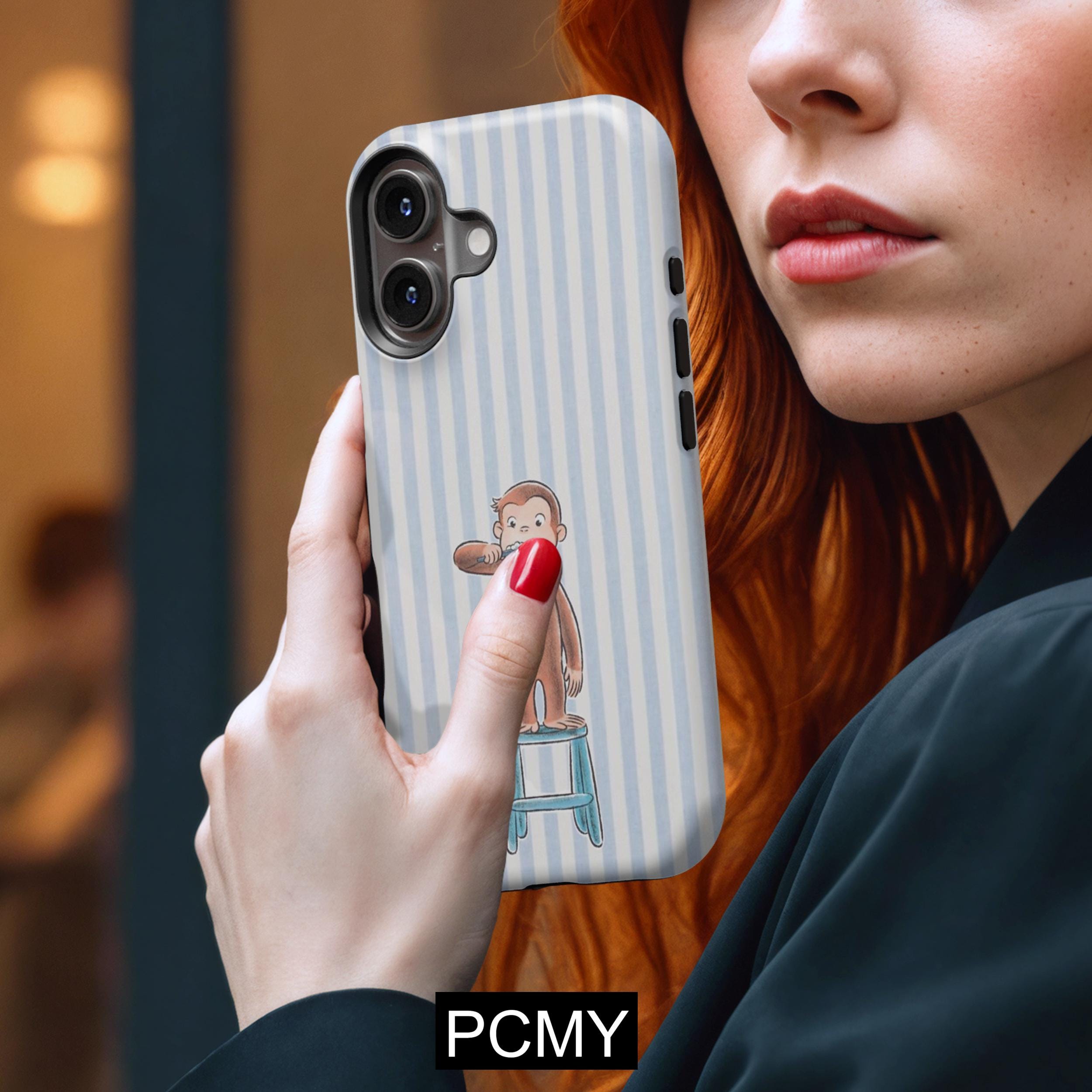 Funny Monkey and Stripes Phone Case,iphone 16 15 14 13 12 11 X Xs 8 Max ...