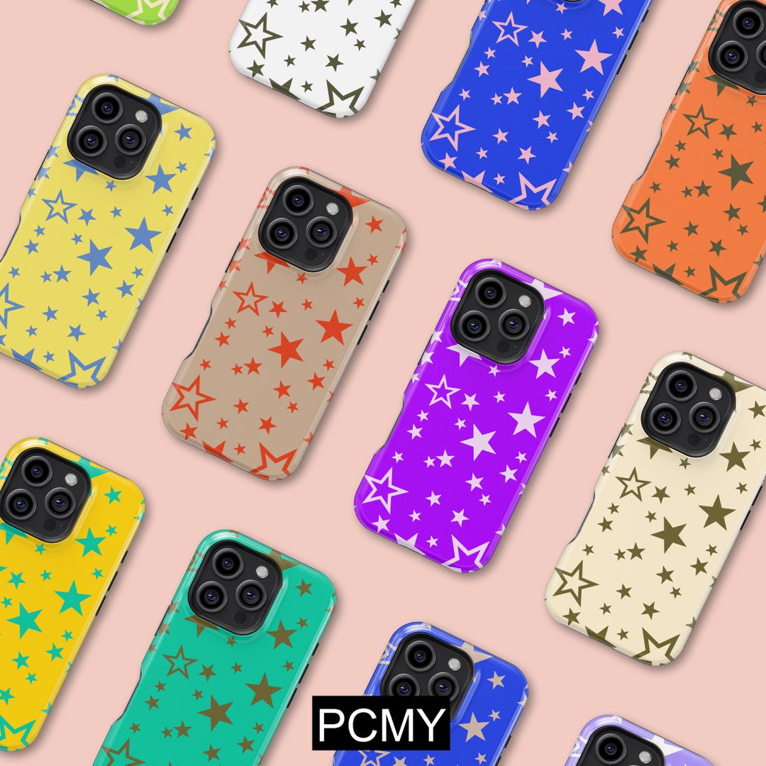 Personalized Cute Stars Phone Case, iPhone 16 15 14 13 12 11 X Xs 8 Max ...