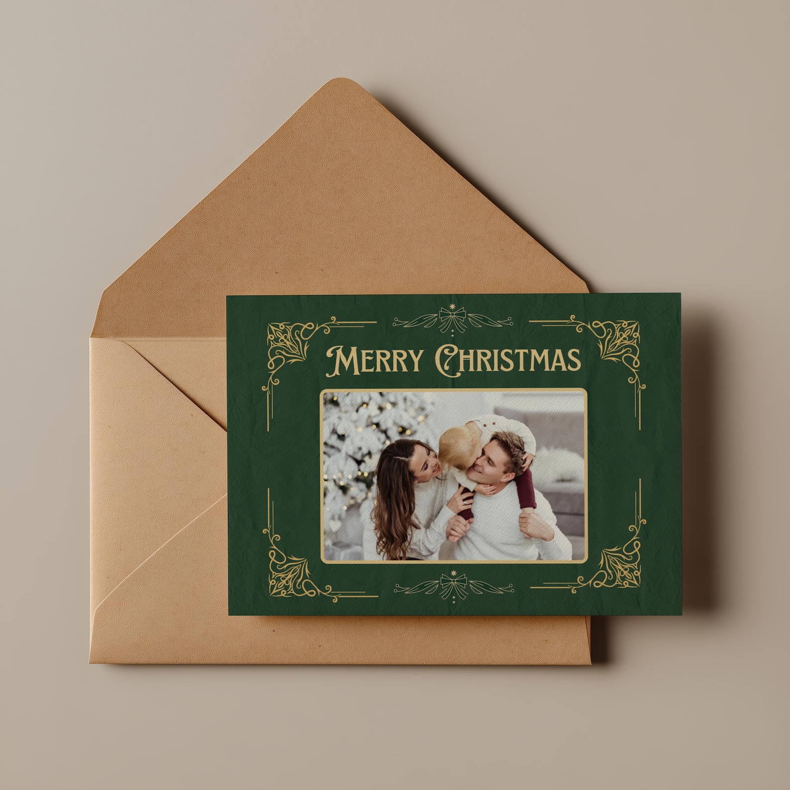 Elegant Family Photo Christmas Postcard Template (PDF) - Etsy