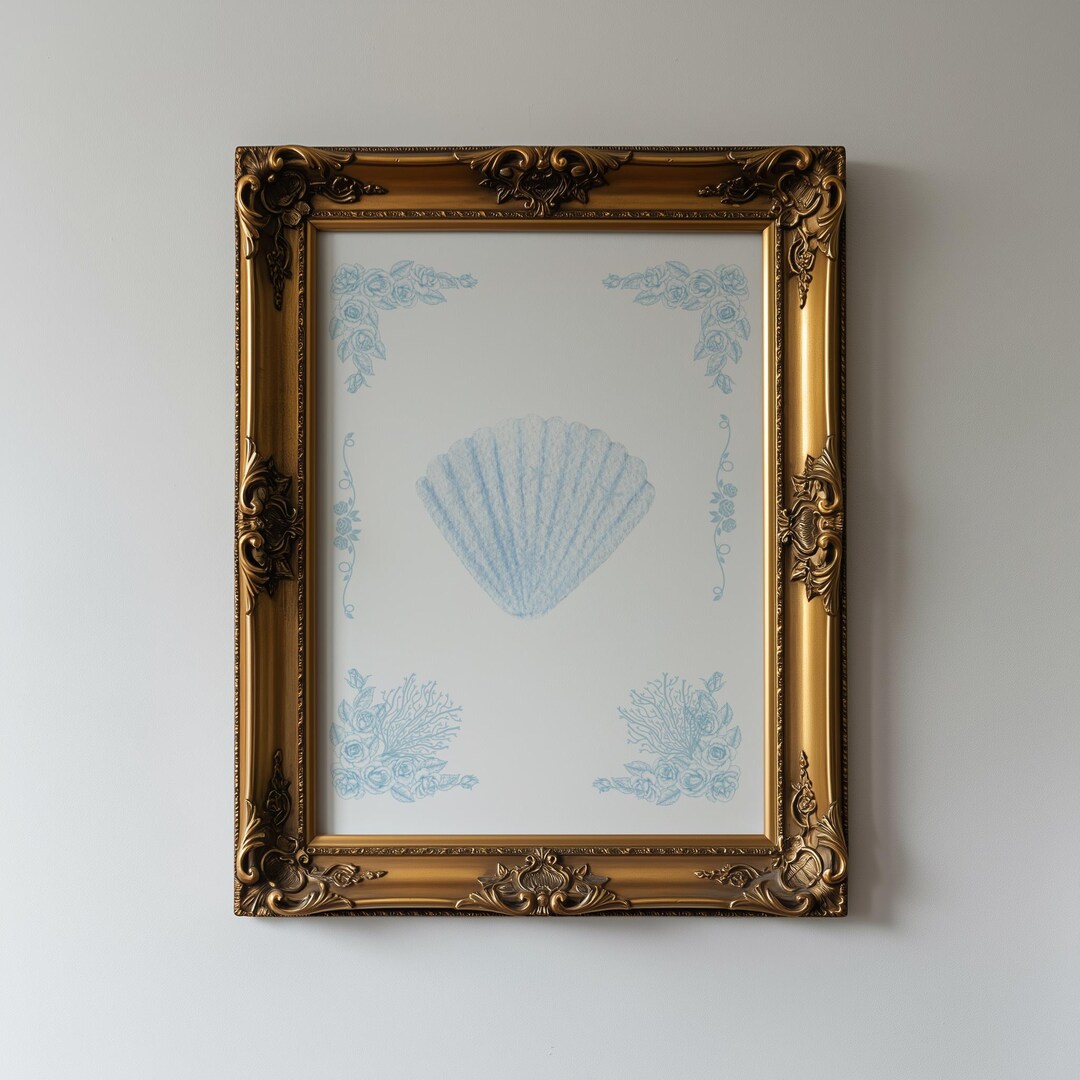 Blue Seashell Coastal Print: Preppy Dorm Decor (digital Download) - Etsy