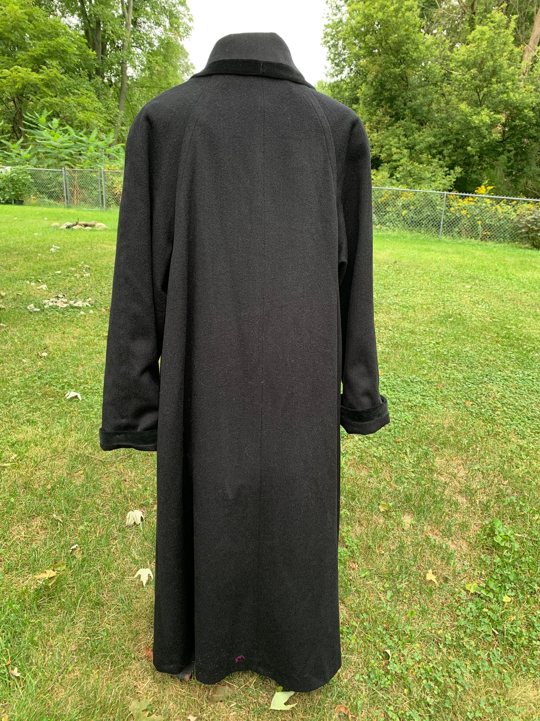 Vintage Full Length Black Wool Coat Vintage Wool Coat Black - Etsy