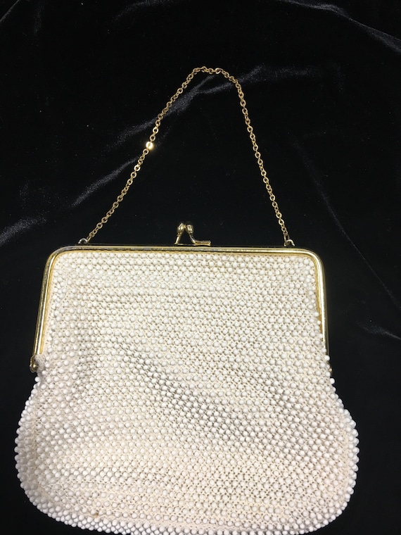 Vintage white evening clutch, vintage wedding clutch,… - Gem