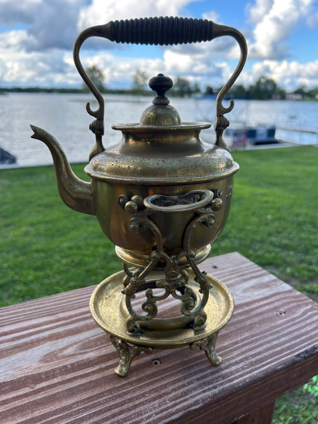 Vintage Brass Teapot: Tilting Kettle Design - Etsy