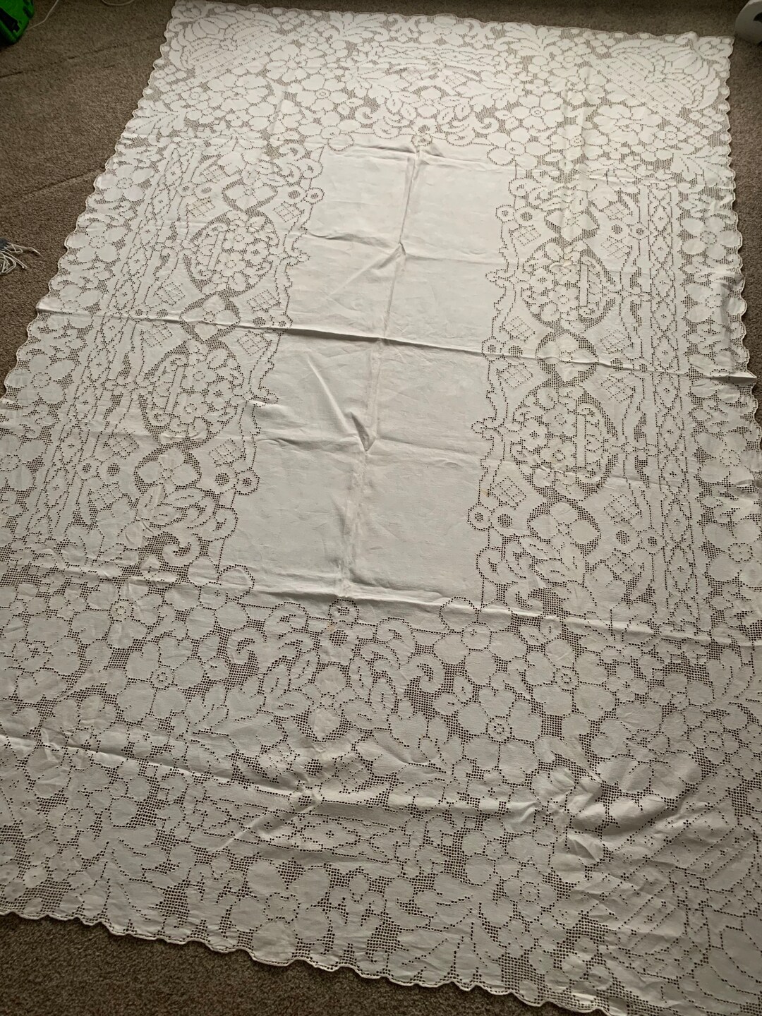 Off White Lace Tablecloth / Ecru Lace Tablecloth /vintage Lace ...