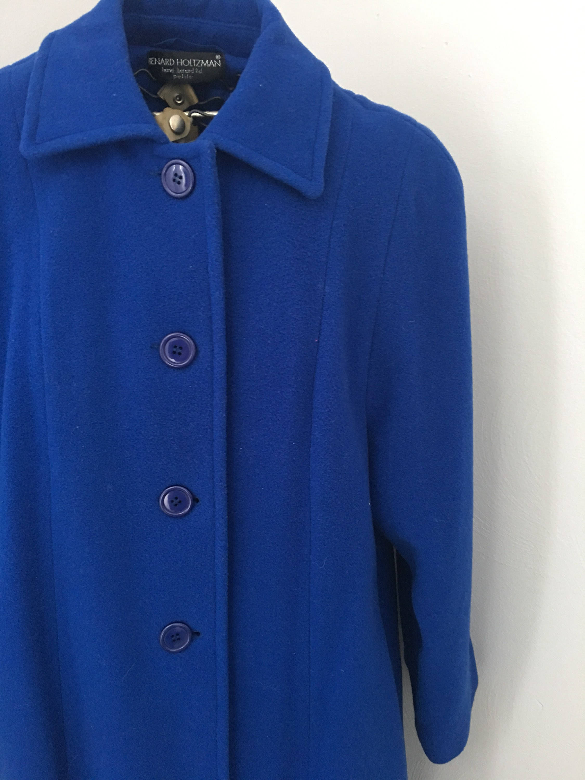 Vintage Harve Bernard, Bernard Holzman Full Length Royal Blue Wool Coat ...