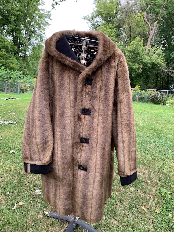 Vintage Dennis Basso Winter Coat Black Faux Leather Gem