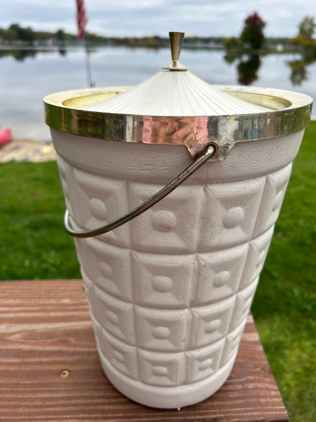 Vintage Ice Bucket, White Ice Bucket, Retro Ice Bucket, Vintage Bar - Etsy