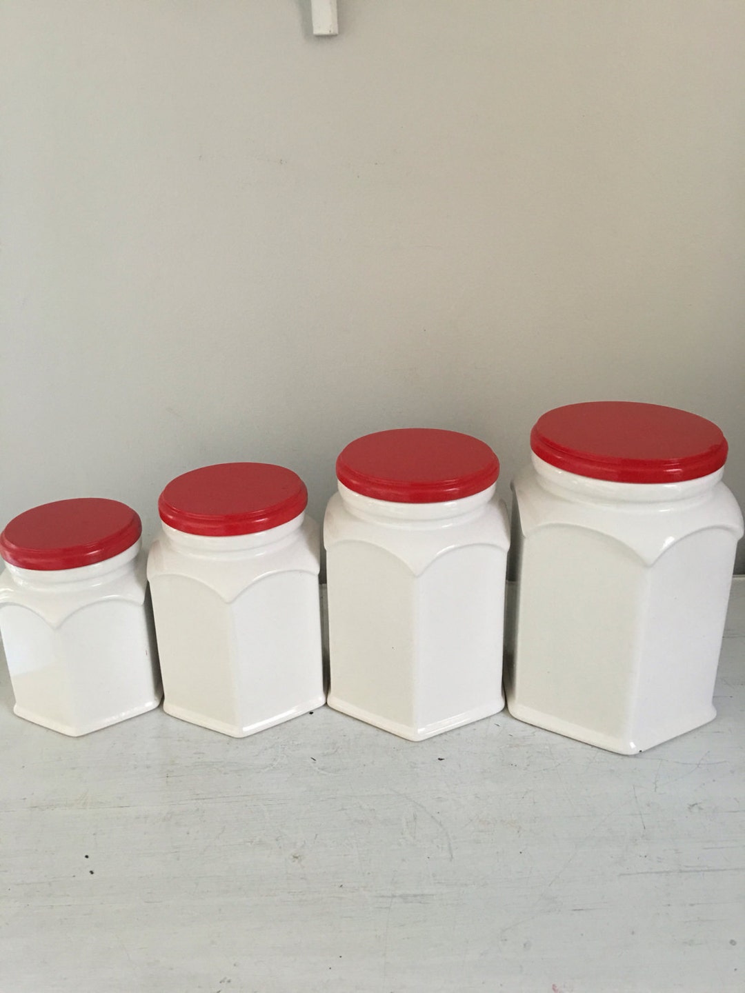 Red and White Canister Set, Red Canister Set, White Canister Set ...
