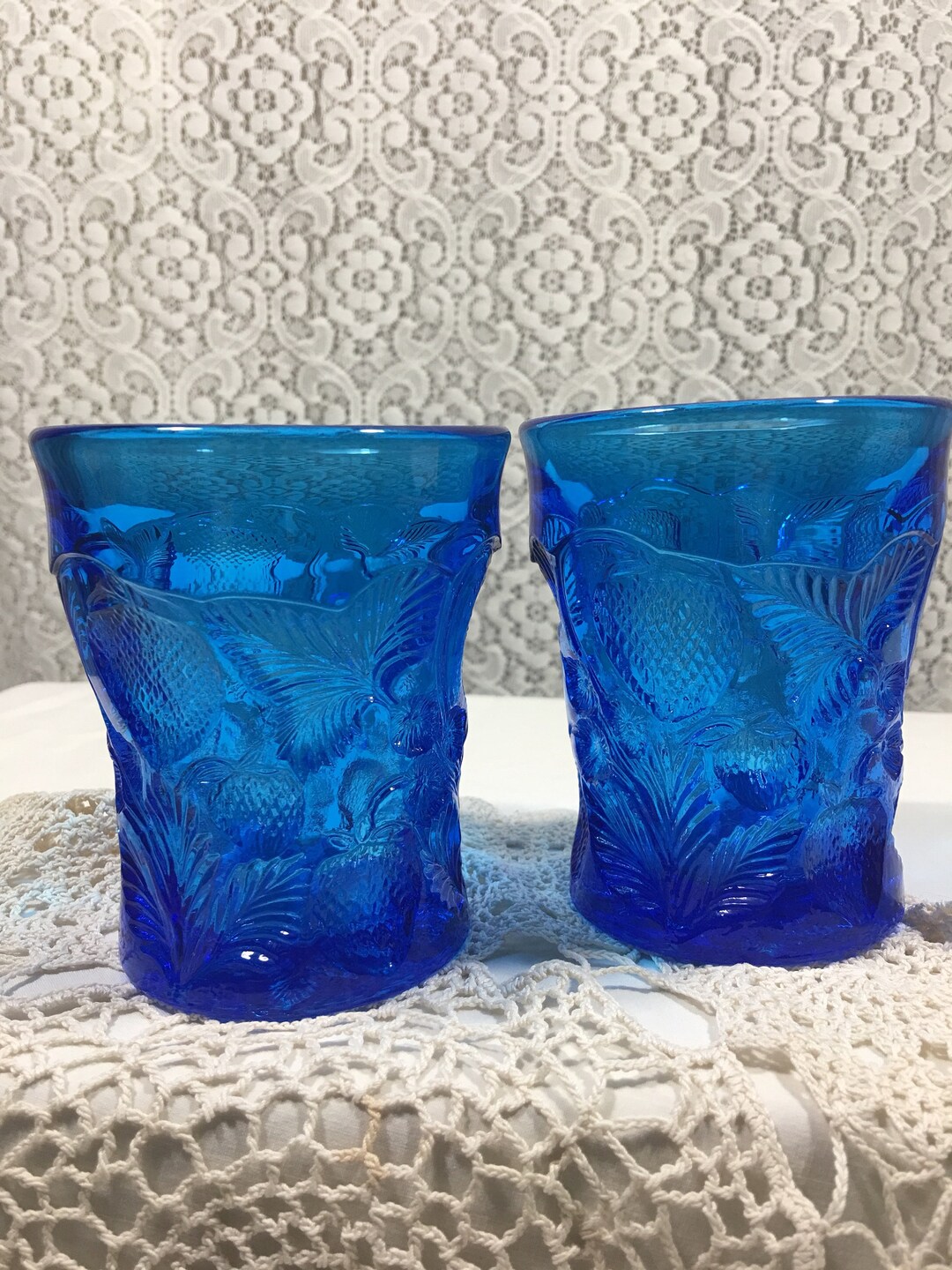 Blue Wheaton Glass Juice Glasses, Vintage Blue Vase, Blue Candle Hold ...
