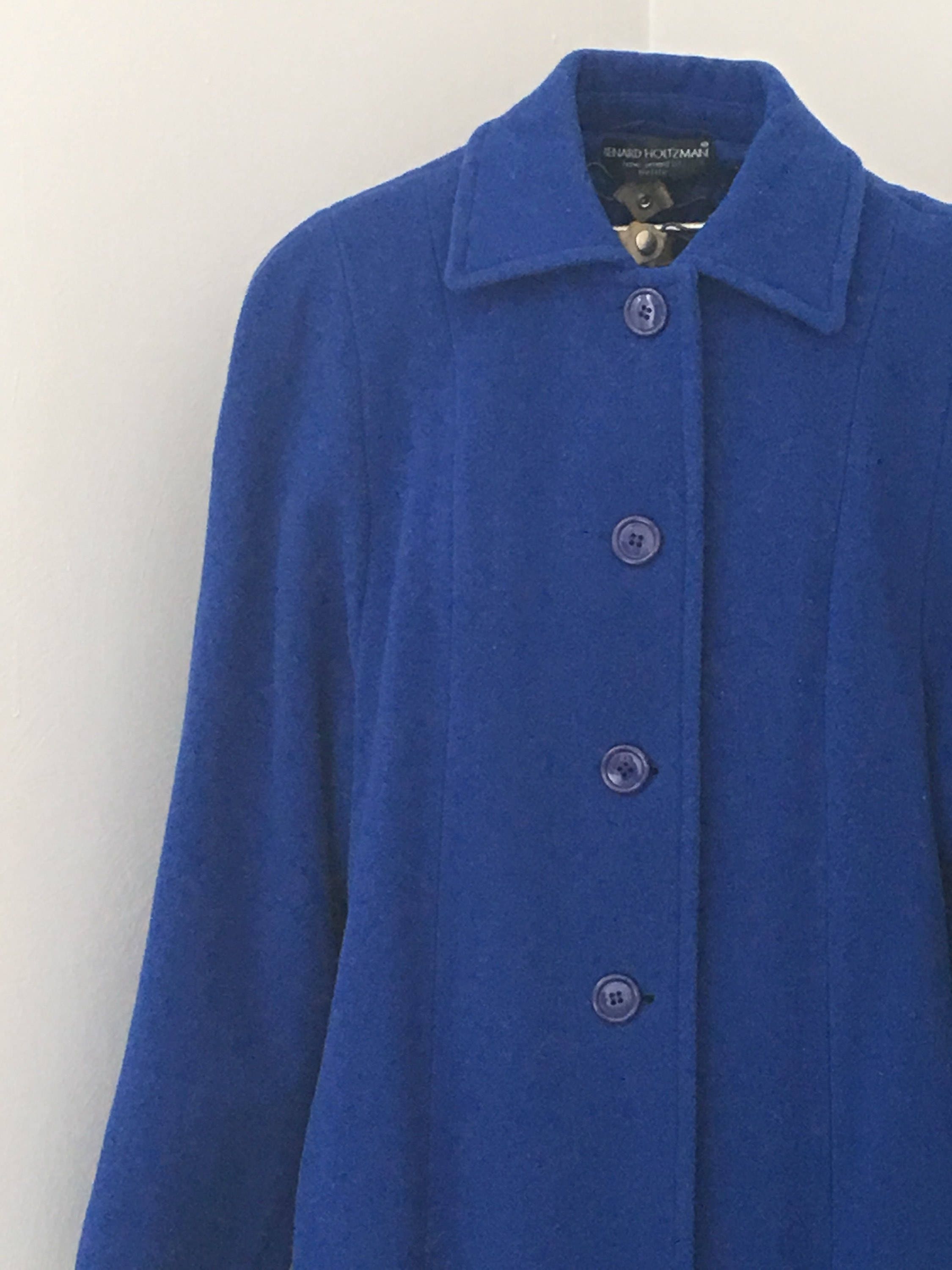Vintage Harve Bernard, Bernard Holzman Full Length Royal Blue Wool Coat ...