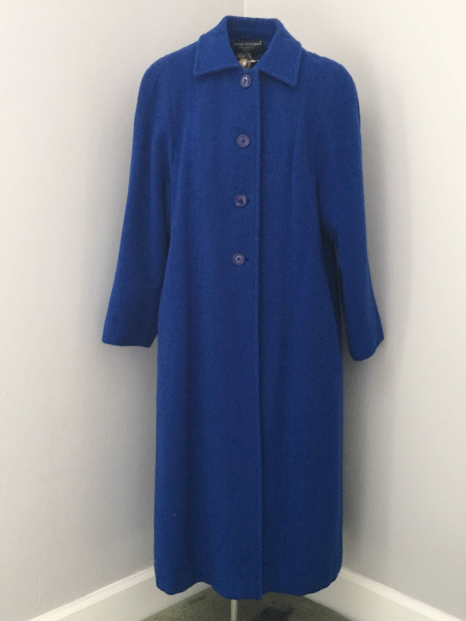 Vintage Harve Bernard, Bernard Holzman Full Length Royal Blue Wool Coat ...