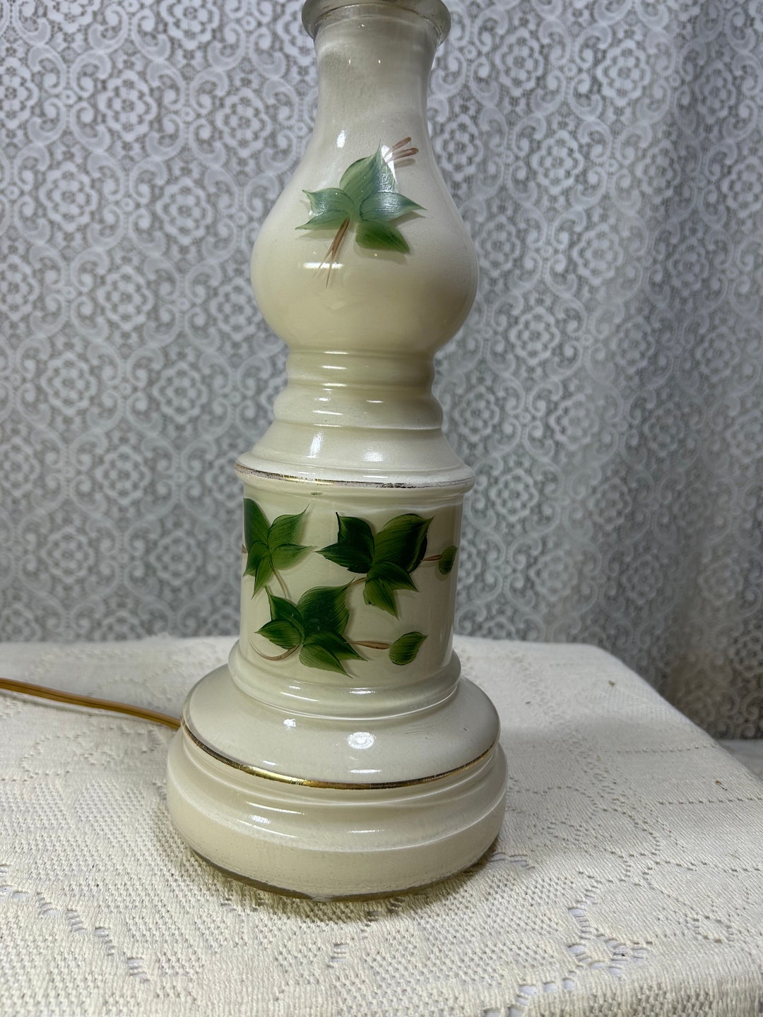 Hand Painted Ivy Lamp, Vintage Mid Century Modern White Lamp - Etsy