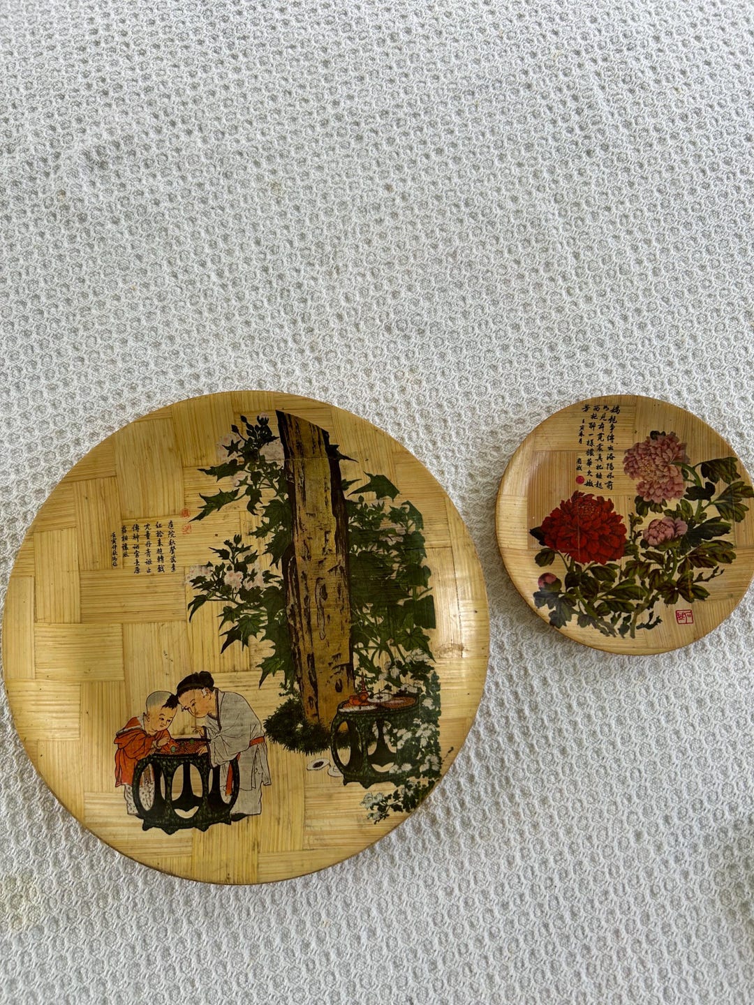 Vintage Bamboo Plates, Asian Plates, Vintage Asian Plates, Mr Chao ...