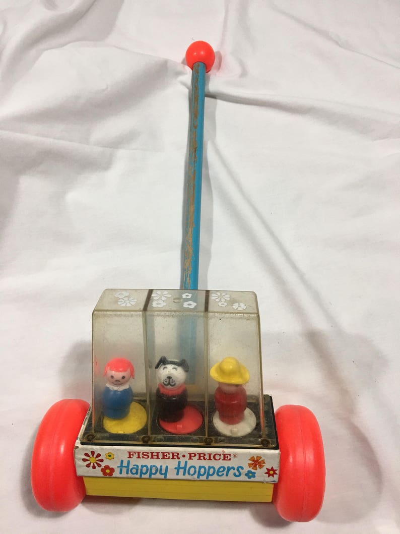 Happy Hoppers Fisher Price Push Pull Toy, Vintage Little People Popper ...