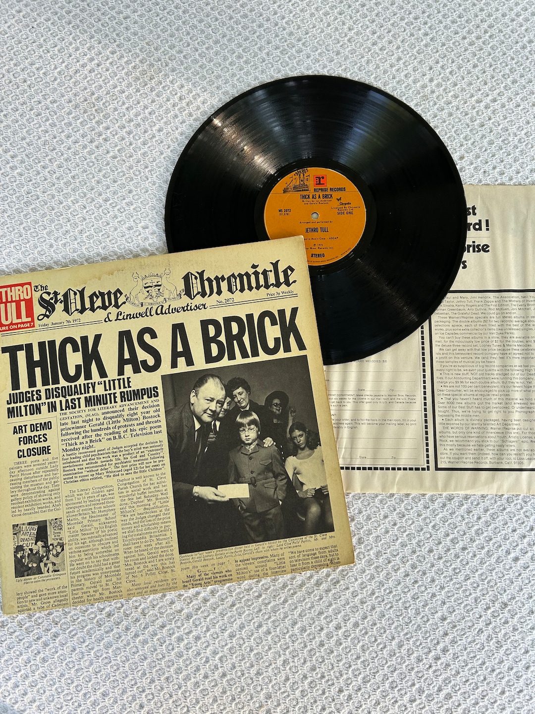 Jethro Tull Album, Thick as a Brick Album, Vintage Vinyl - Etsy